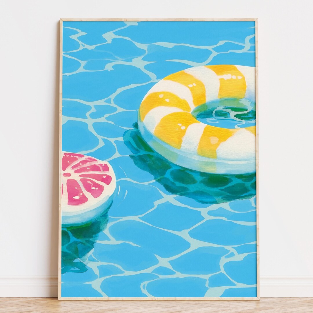 Colorful Pool Float Art Print, Digital Download, Vibrant Summer Wall ...