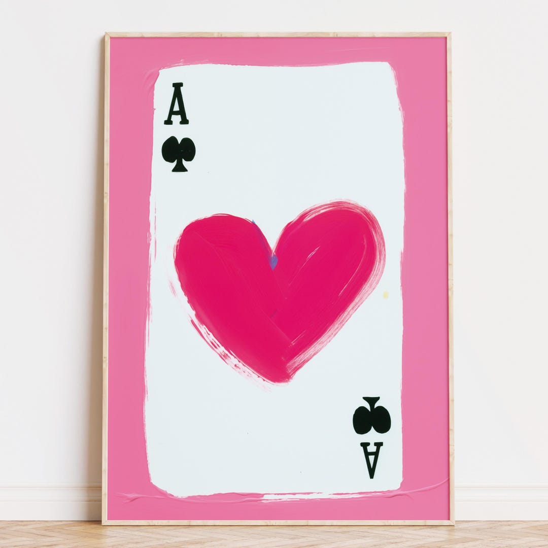 Ace of Hearts Love Playing Card Art Print, Digital Download, Preppy ...