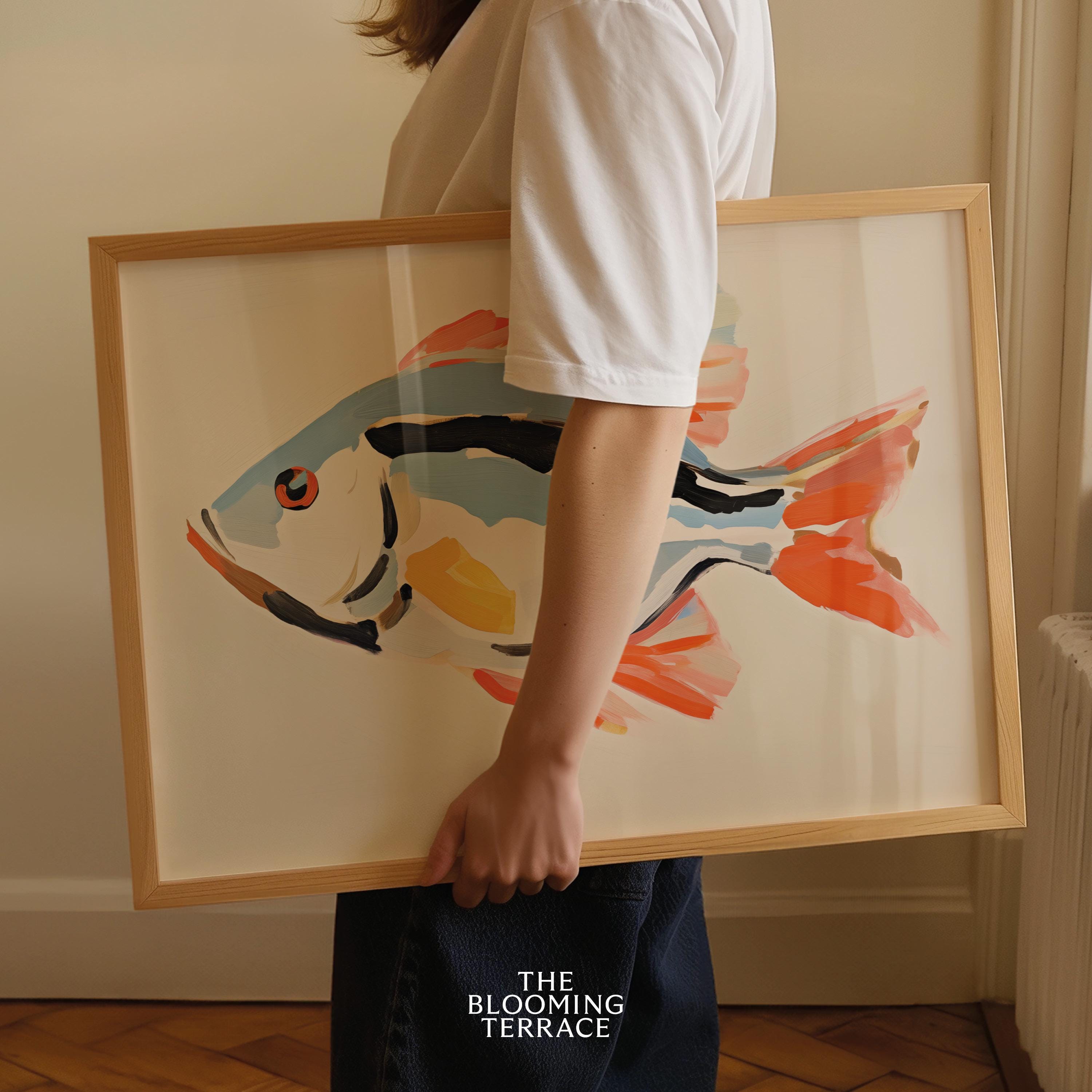 Colorful Fish Painting, Digital Download, Soft Coastal Beach Wall Art ...