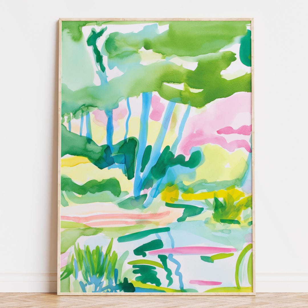 Watercolor Swamp Landscape Painting, Abstract Wetland Wall Art (digital ...