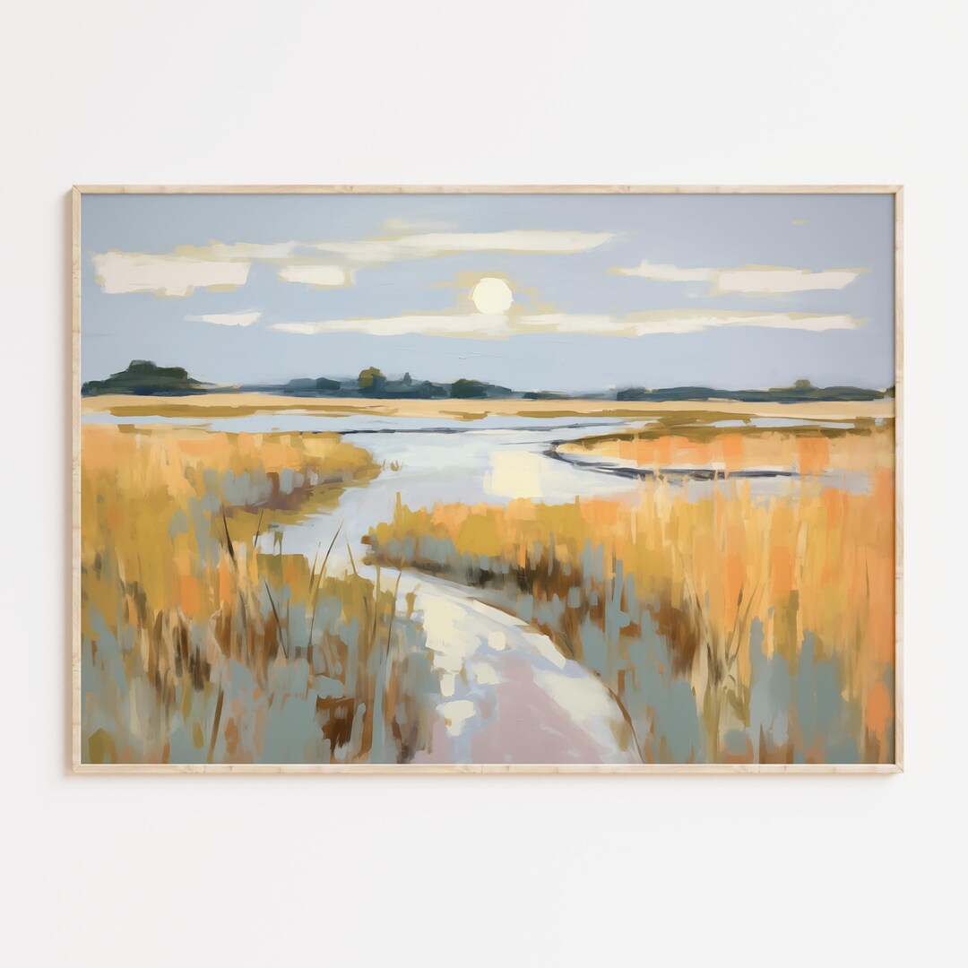 Wetlands in the Fall Painting, Digital Download, Pastel Coastal Wall ...