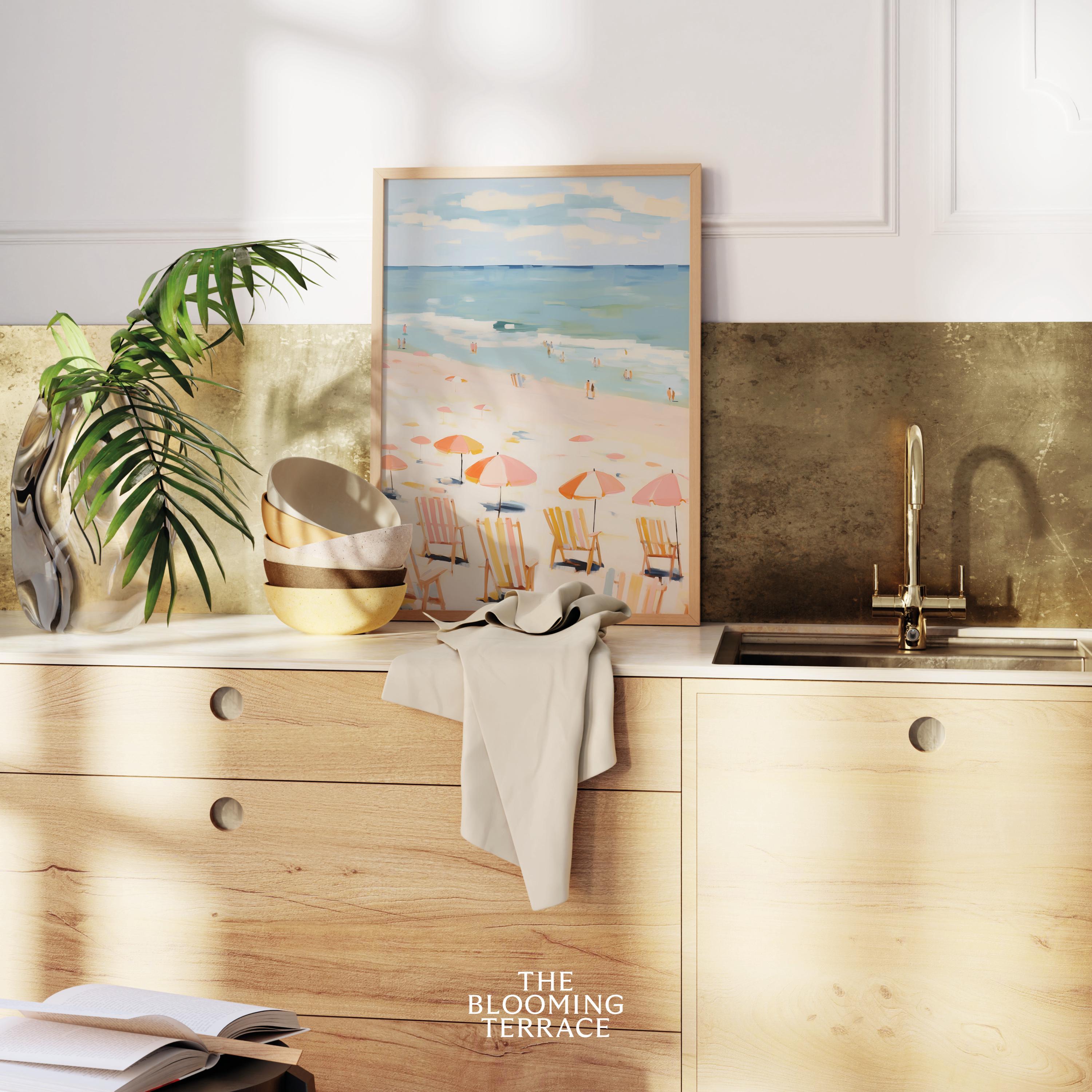 Beach Painting, Shoreline Art Print, Beachy Maritime Decor (digital ...