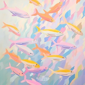 Pastel Fish Painting, Digital Download, Ocean Waves, Nautical Pastel ...