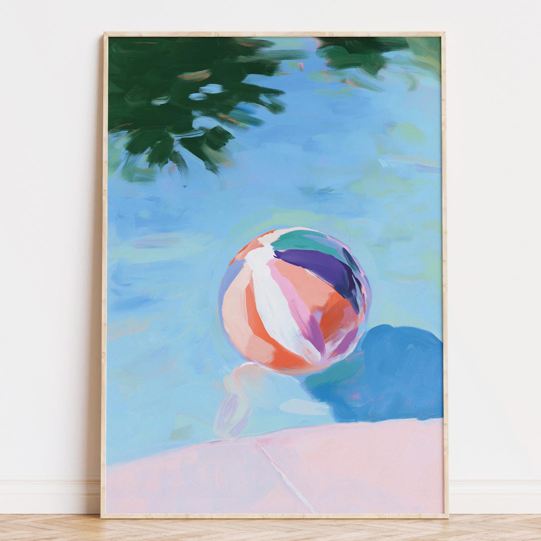 Beach Ball Poolside Wall Art, Digital Download, Summer Pool Vibes Art ...