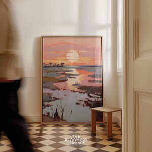 Pastel Swamp Sunset Landscape Art, Digital Download, Coastal Wall Decor ...