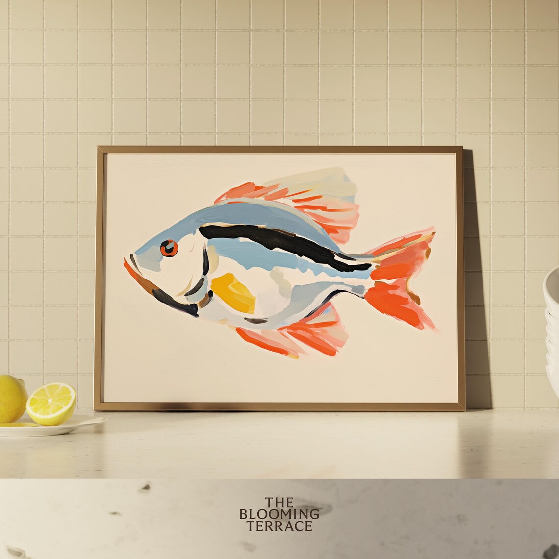 Colorful Fish Painting, Digital Download, Soft Coastal Beach Wall Art ...