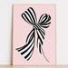 Soft Pink and Black Striped Bow Art Print, Digital Download, Preppy ...