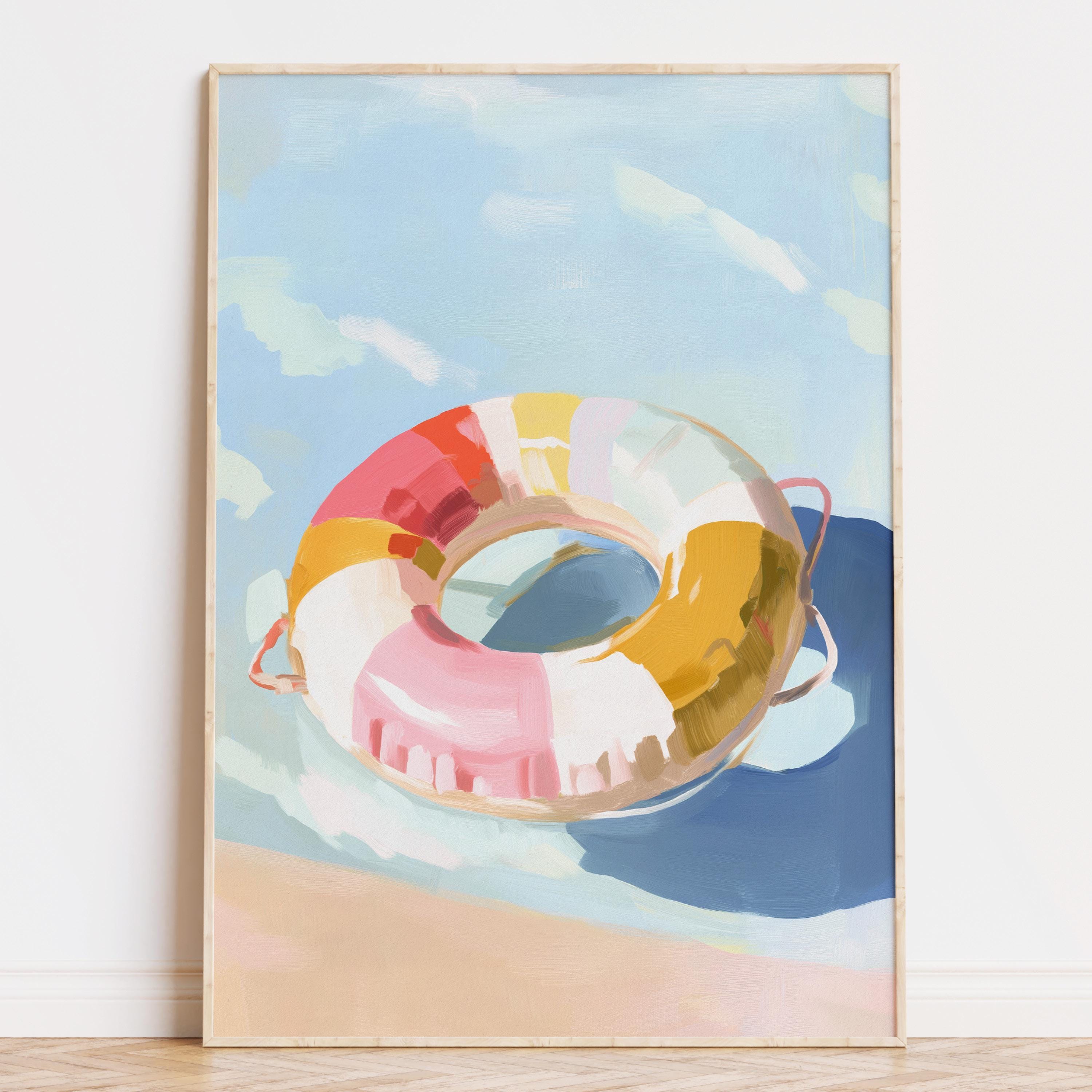 Colorful Lifebuoy Art Print, Digital Download, Coastal Wall Decor ...