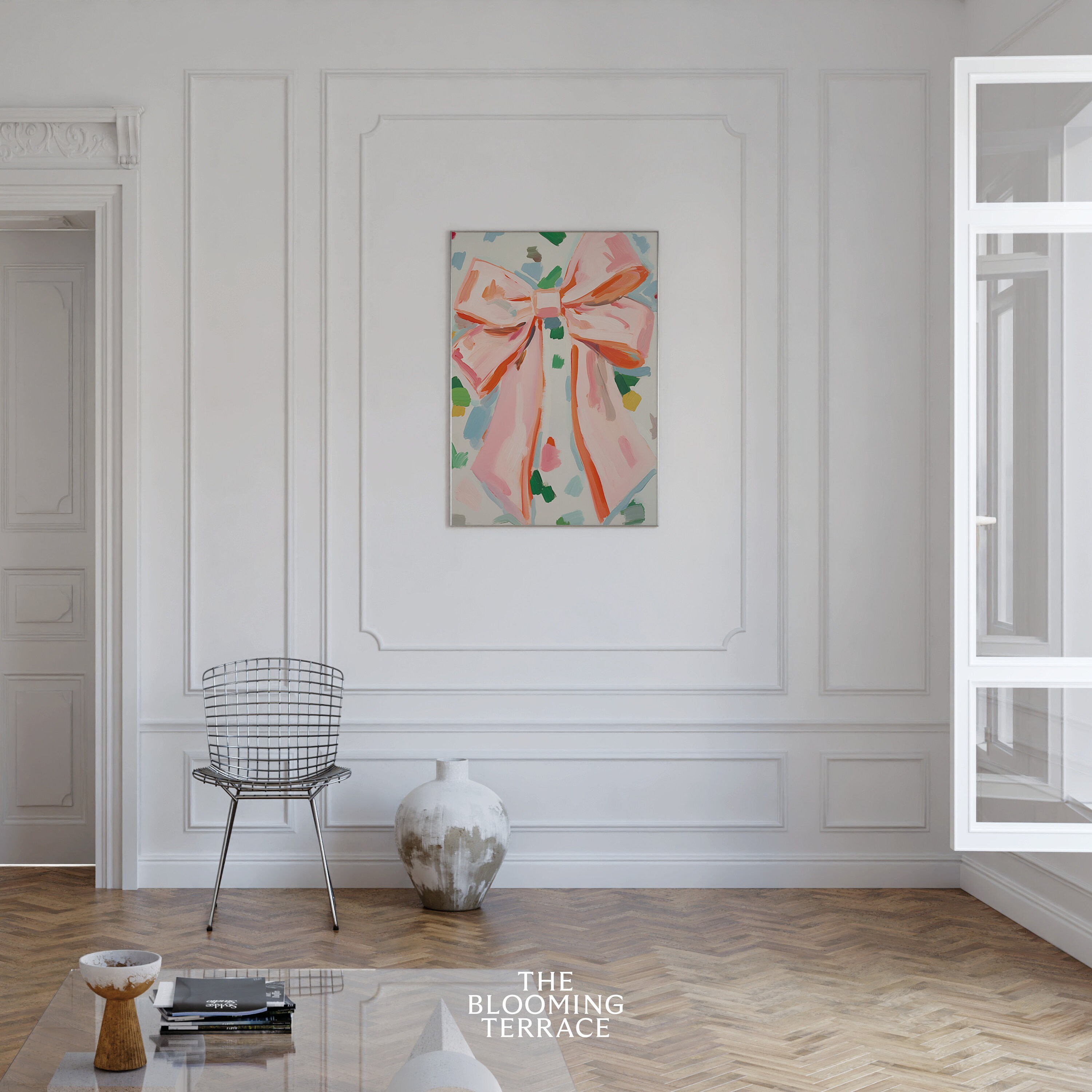 Pink Bow Art Print, Preppy Ribbon Room Decor, Coquette Room Decor ...