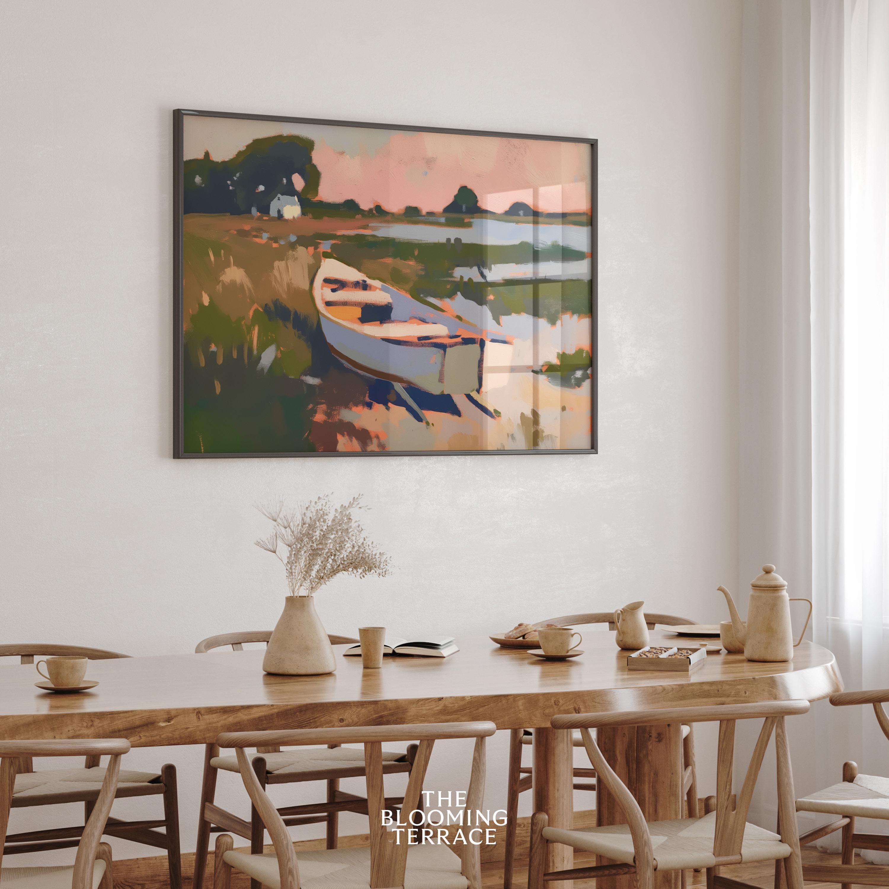 Marsh Boat Painting, Digital Download, Pastel Coastal Swamp Landscape ...