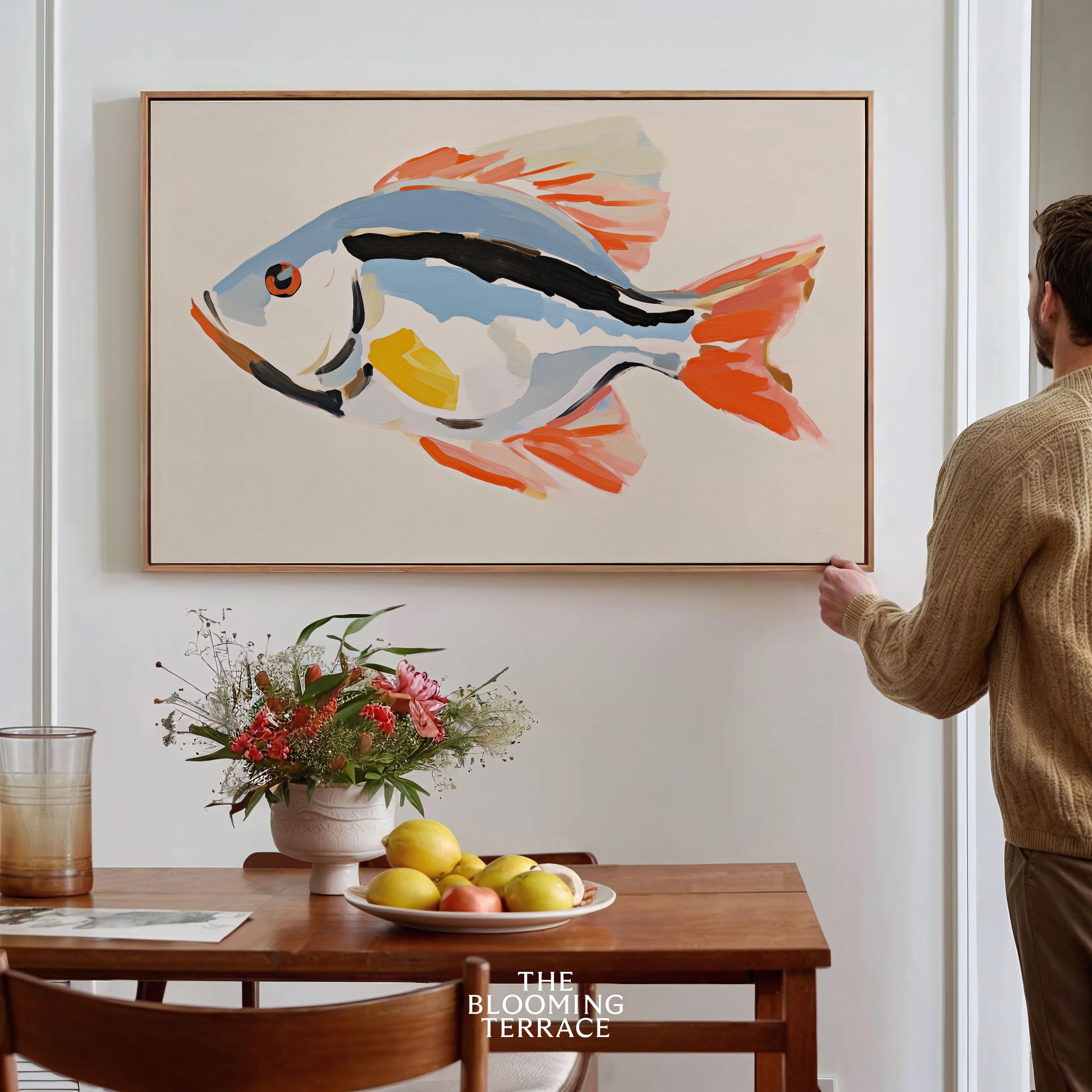 Colorful Fish Painting, Digital Download, Soft Coastal Beach Wall Art ...