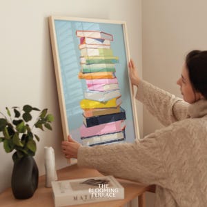 Pastel Stack of Books Print, Digital Download, Apartment Aesthetic ...