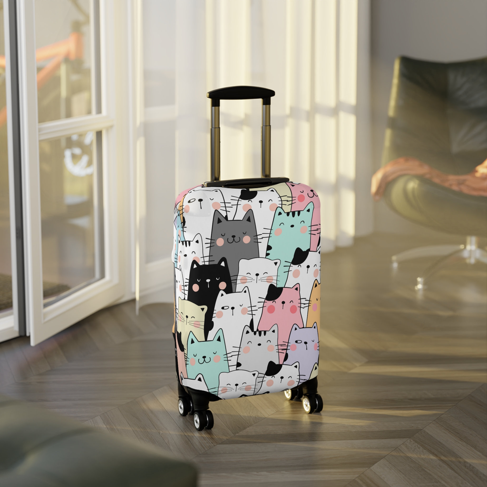 Cat Suitcase Cover Kitten Cabin Baggage Cover Cat Pattern Suitcase sold ...