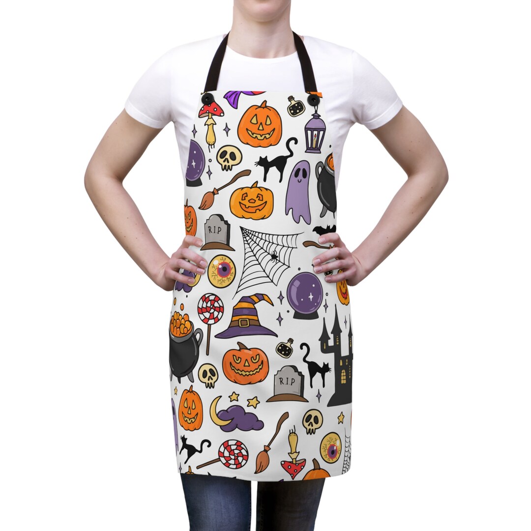 Halloween Apron Funny Scary Cartoon Ghost Pumpkin Bat Monster - Etsy