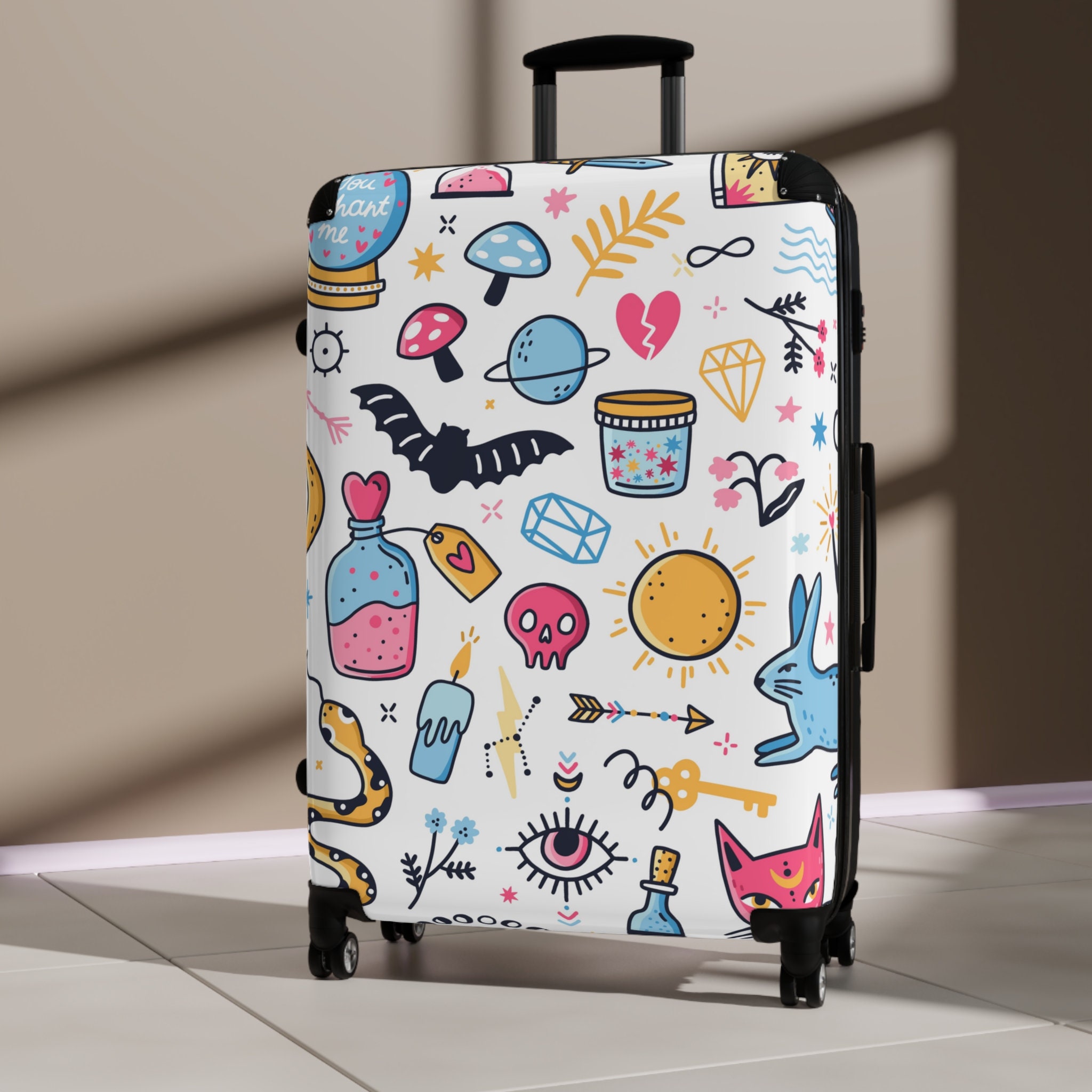 Halloween Suitcase Scary Cabin Baggage Mushroom Luggage Snake Pattern ...