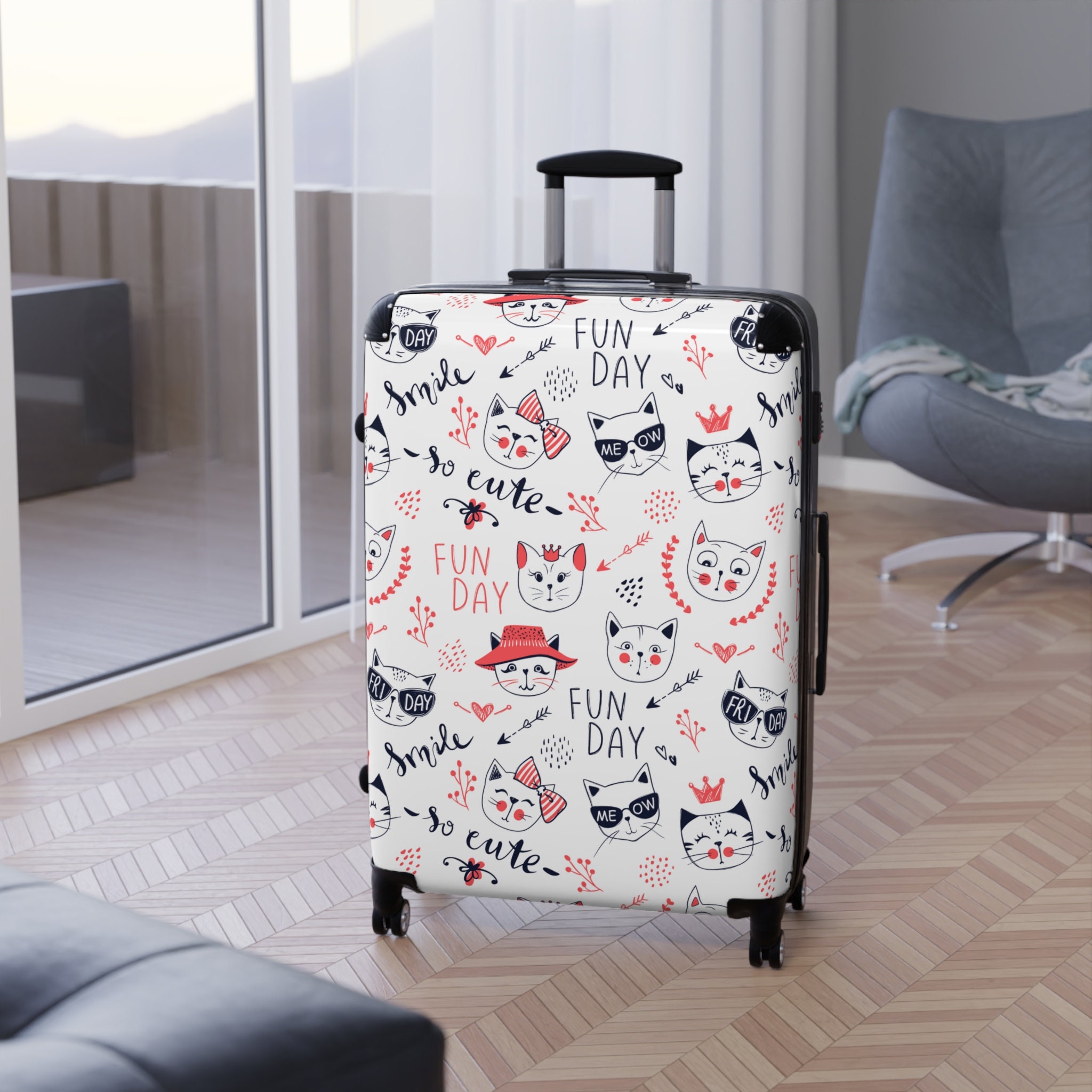 Cat Suitcase Kitten Cabin Baggage Cat Pattern Suitcase sold by Willyt ...