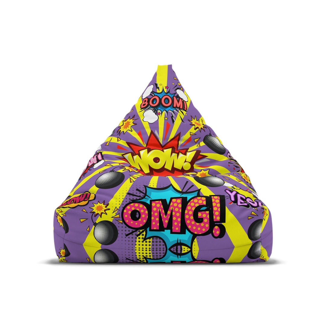 Pop Art Boom Omg Wow Bean Bag Cover Striped Comics Cartoon - Etsy