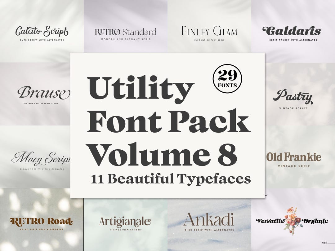 Utility Font Pack 8 | 11 Typefaces | 29 Fonts - Font Bundle, Cricut ...