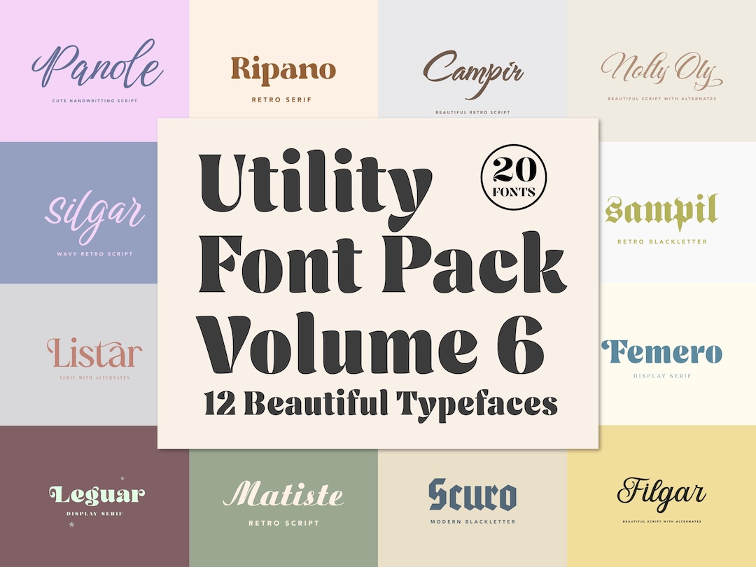 Utility Font Pack 6 | 12 Typefaces | 20 Fonts - Font Bundle, Cricut ...