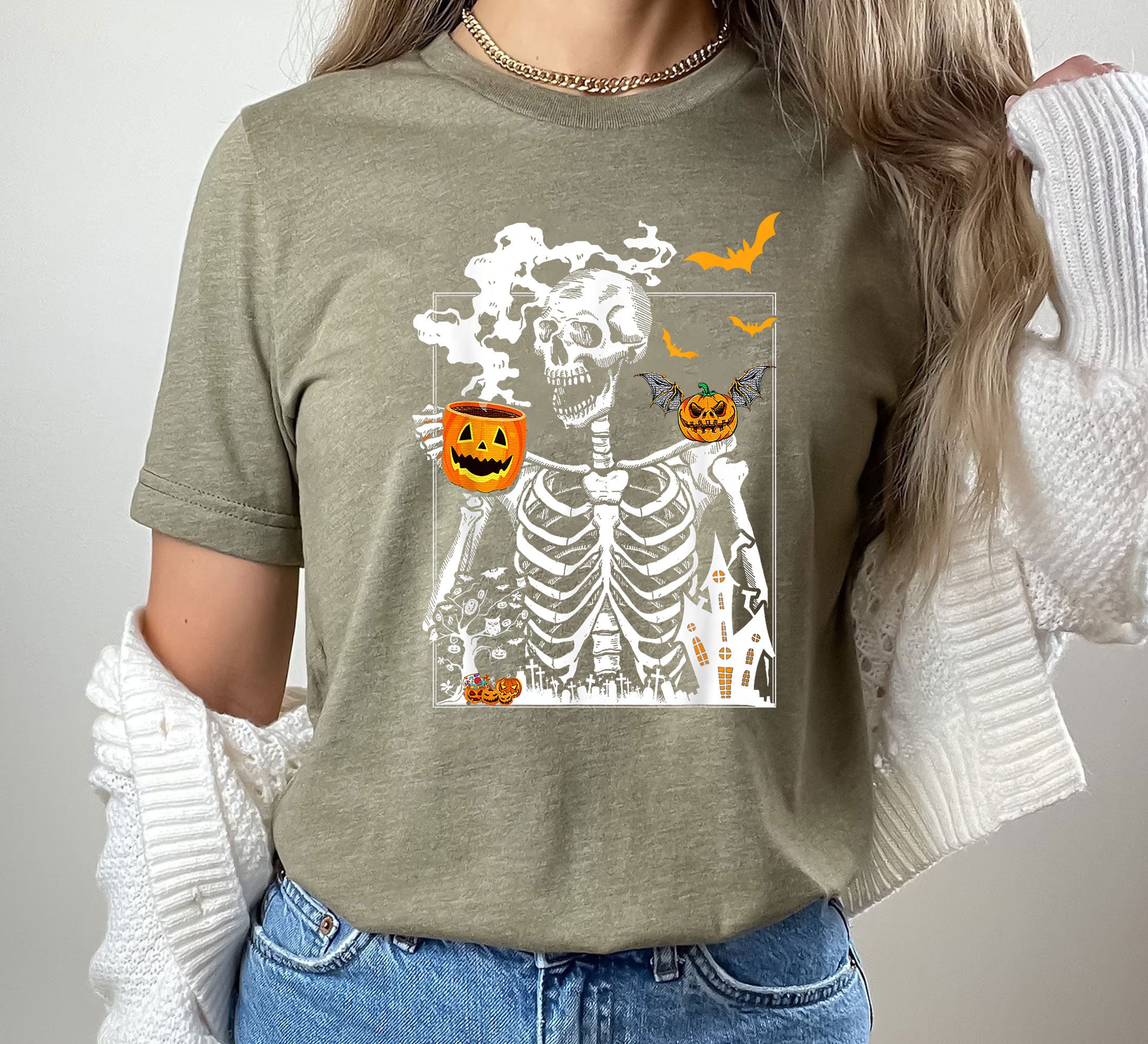 Skeleton Drinking Coffee Shirt Funny Skeleton Shirts Coffee - Etsy