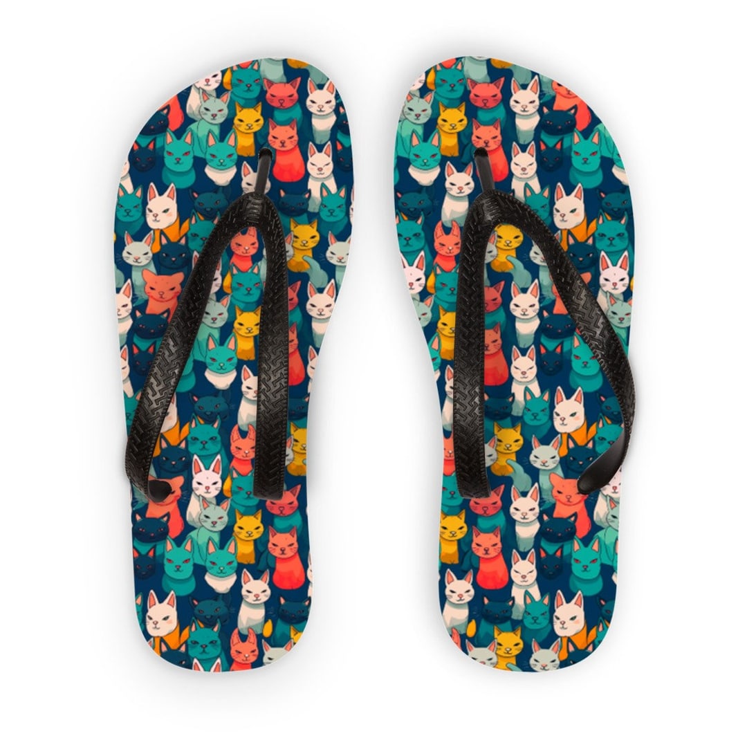 Cheap Cute Colorful Sphynx Bald Cats Flip Flops for Adults 2 - Etsy