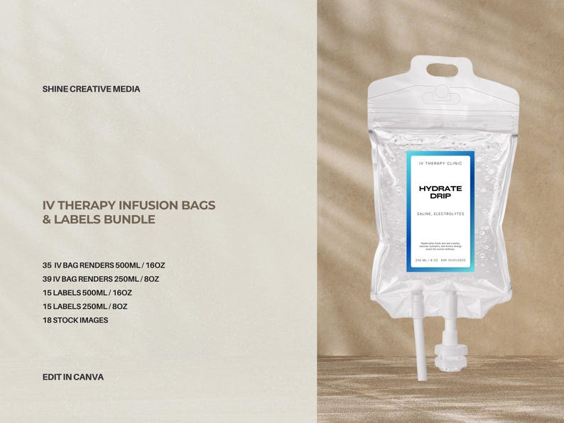 Vitamin Drip Bag Labels, IV Drip Bag Designs and Labels, IV Hydration ...
