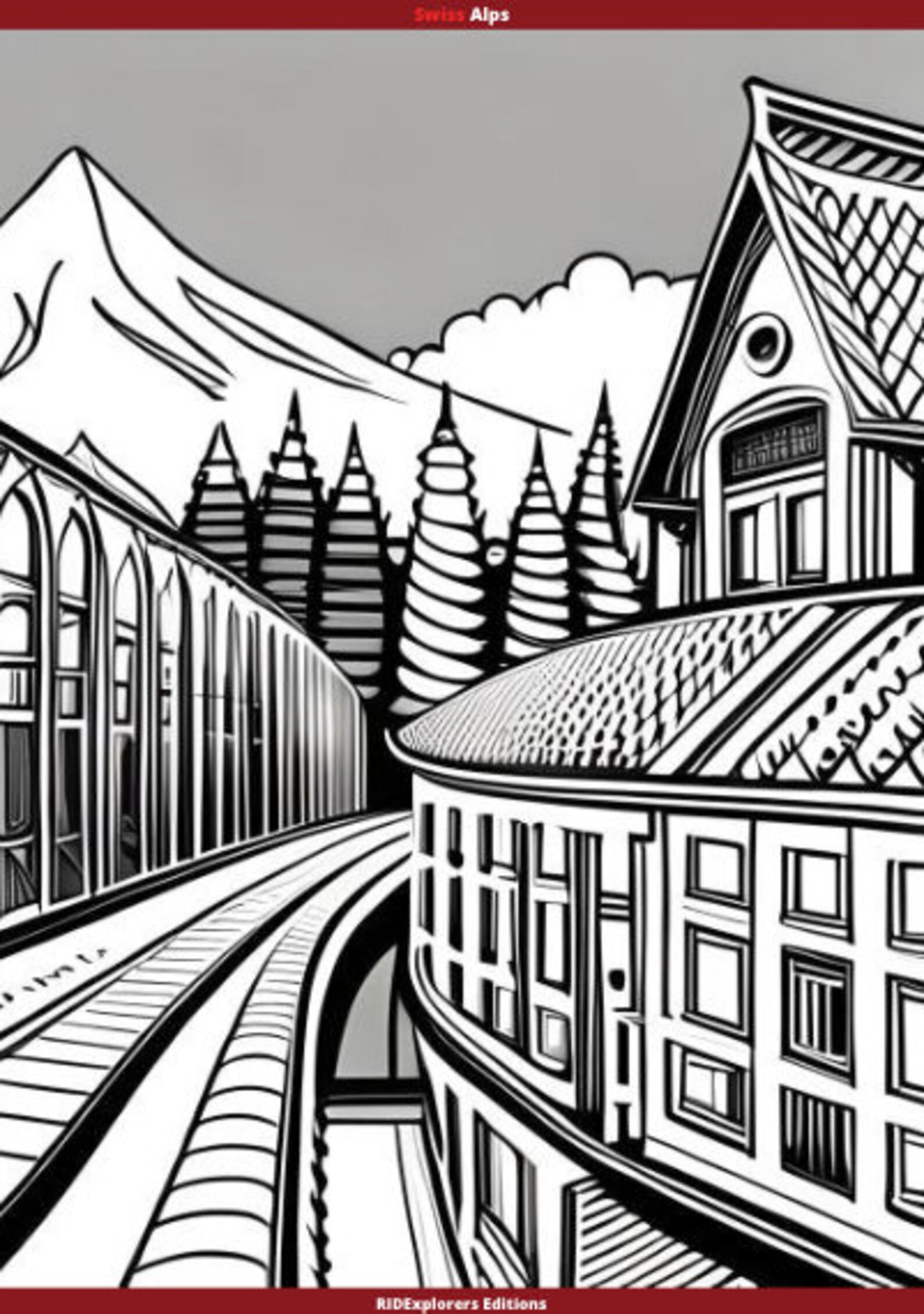 Swiss Themed Coloring BOOK - "swiss Alps: Coloring Book - Complete" 40 ...