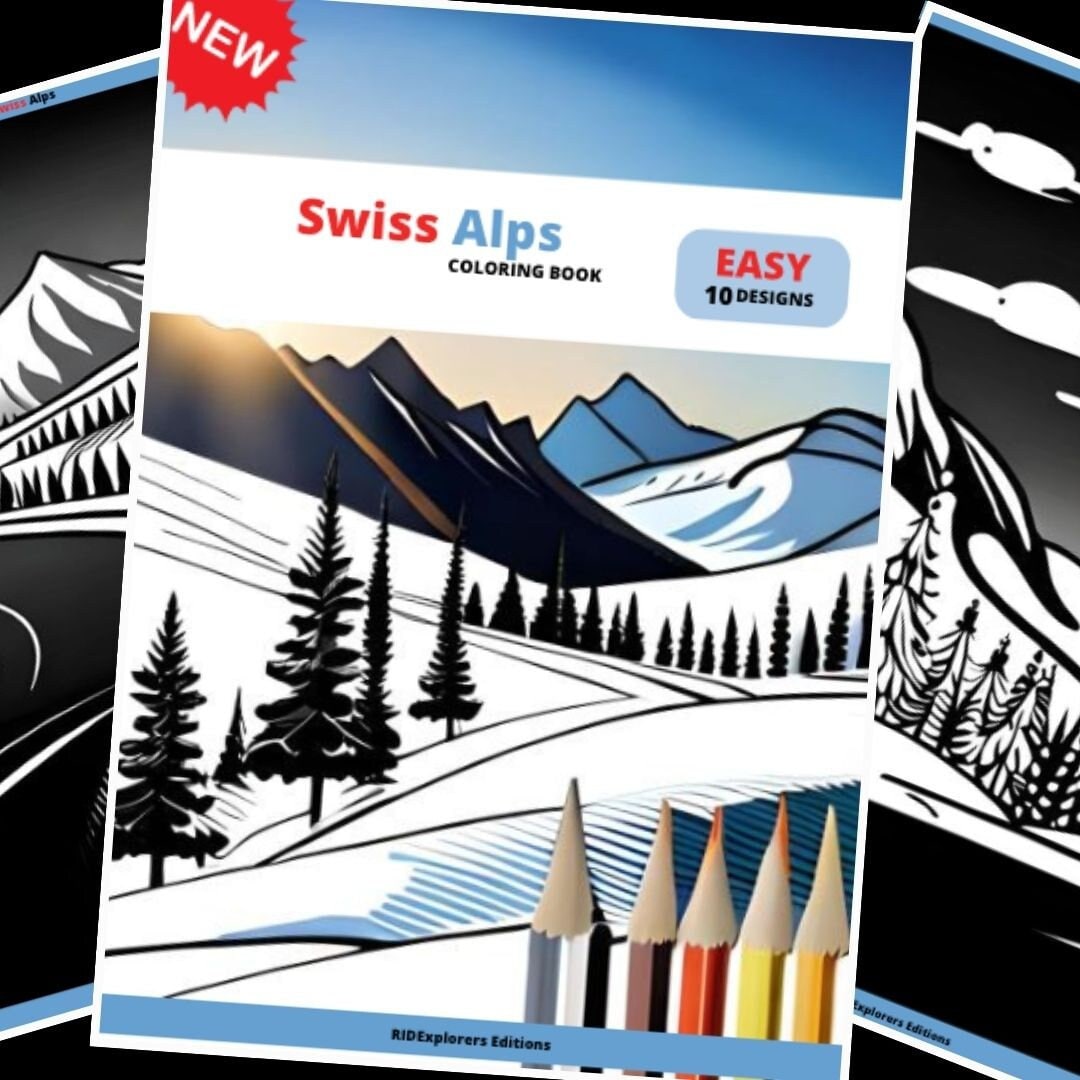 Swiss Themed Coloring BOOK - "swiss Alps: Coloring Book -easy" 10 ...