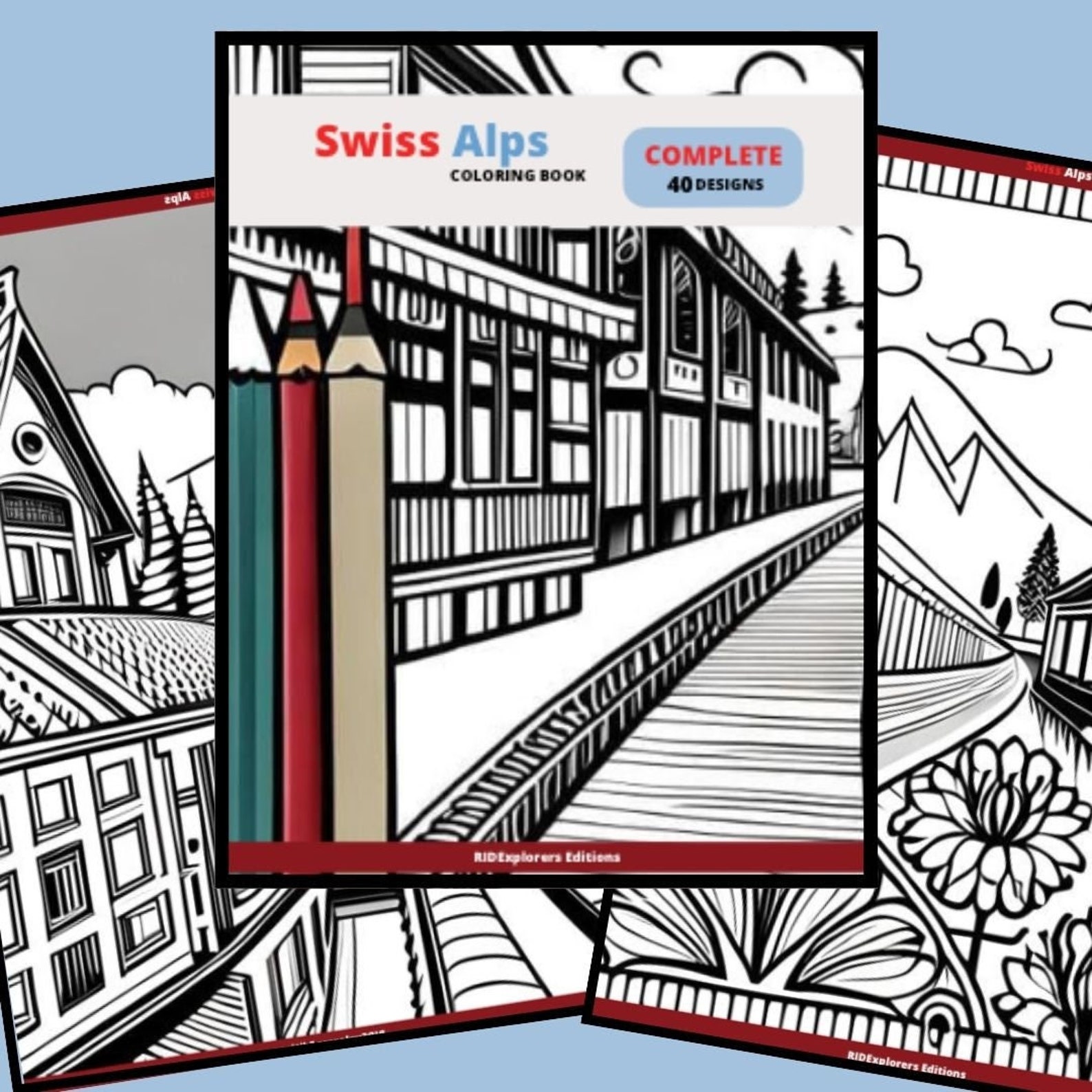 Swiss Themed Coloring BOOK - "swiss Alps: Coloring Book - Complete" 40 ...