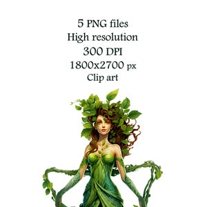 5 Forest Dryad Clip Art Bundle Fantasy Nymph Clipart Nyad Forest ...