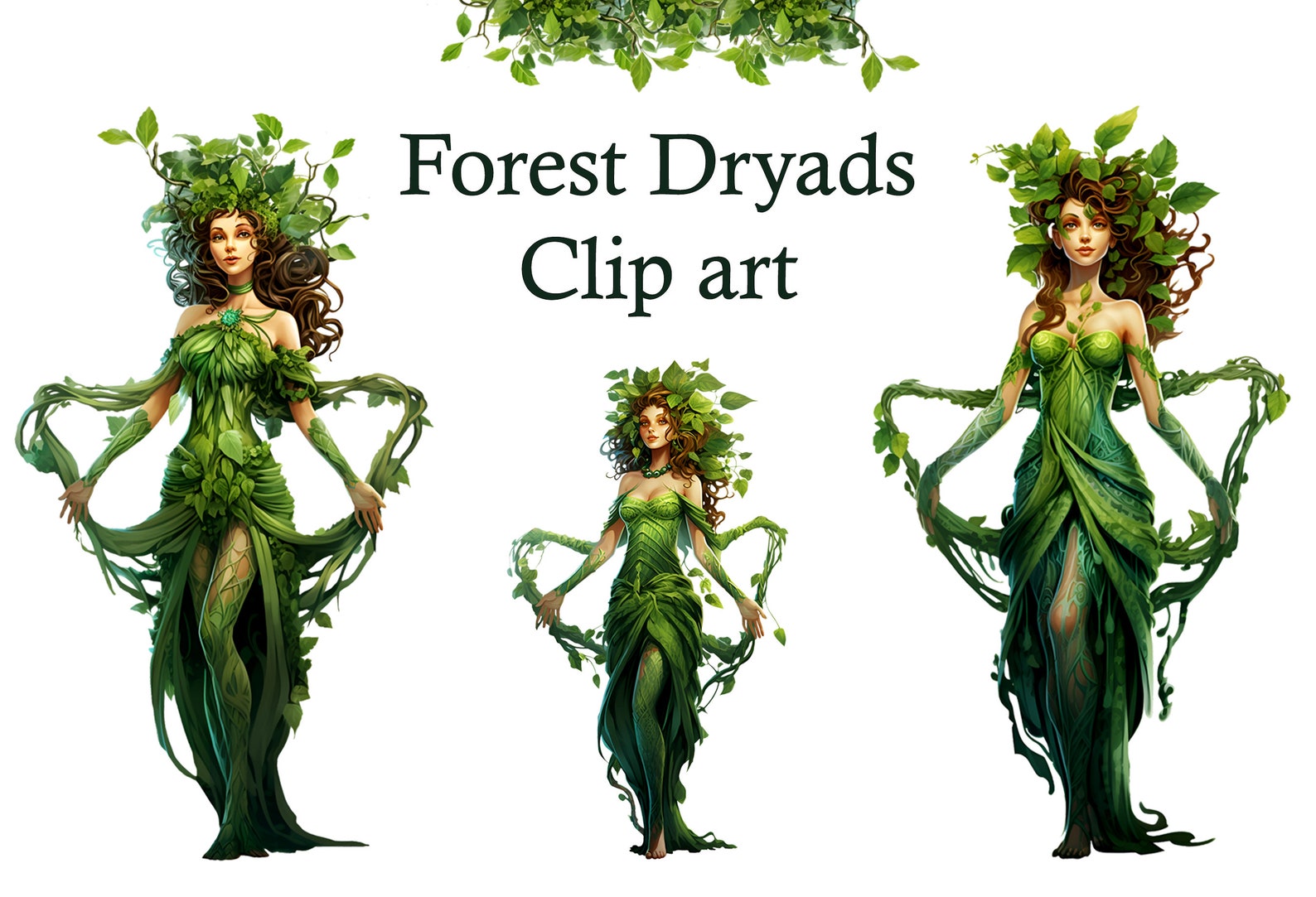 5 Forest Dryad Clip Art Bundle Fantasy Nymph Clipart Nyad Forest ...