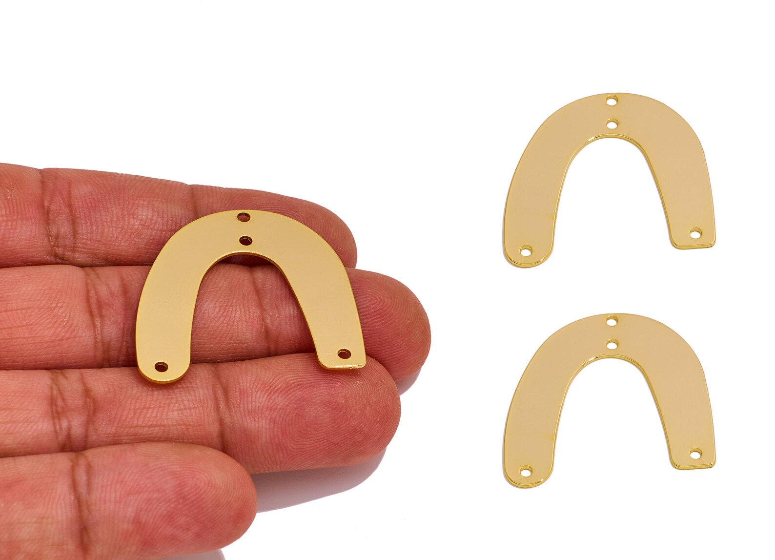Arc Lasercut Connector, Raw Brass Arch Rainbow Geometric 4 Holes ...
