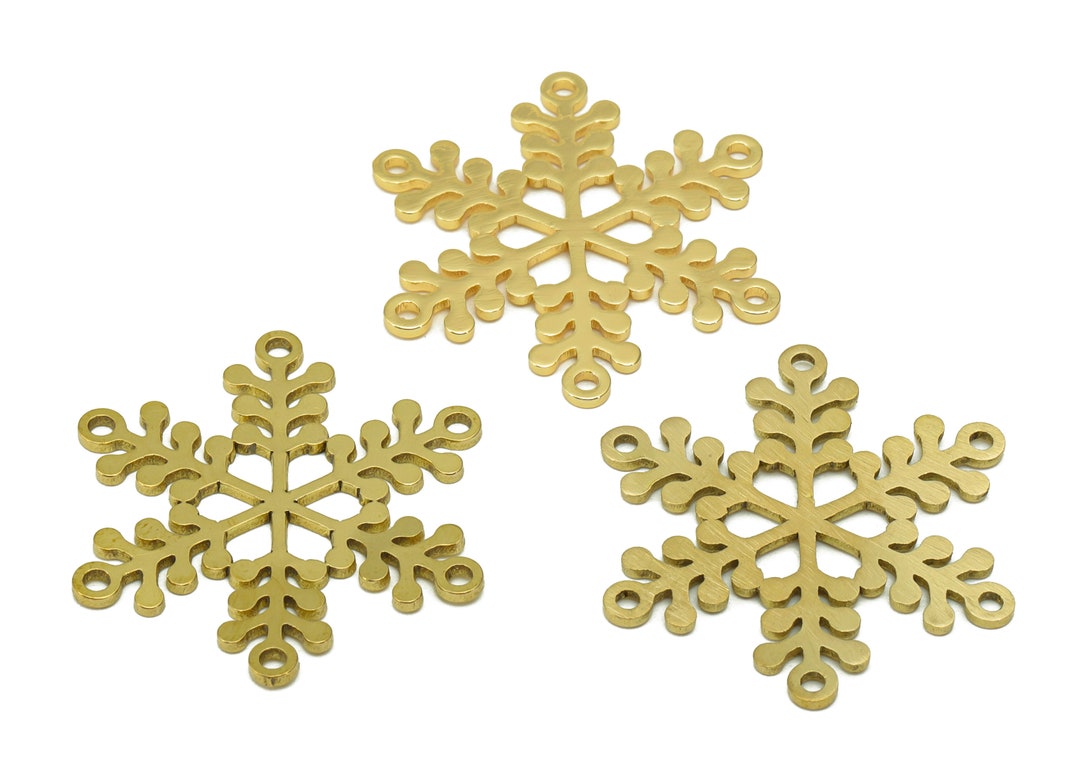 Snow Lasercut Earring Connectors, Raw Brass Snowdrop Connector ...