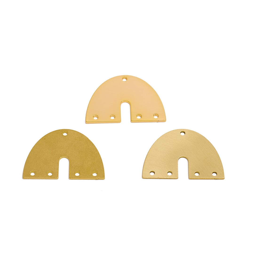 Arch Lasercut Connectors, Raw Brass Half Oval Geometric 5 Holes ...