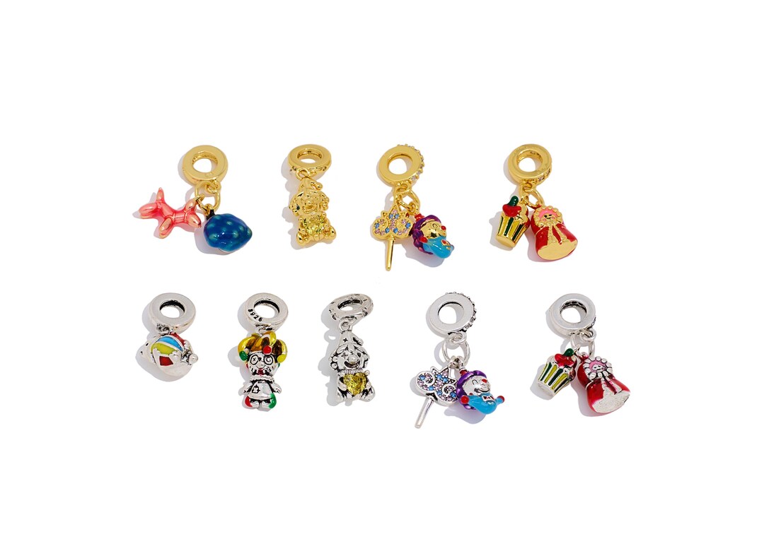 Brass Enamel Dangle Charms, Cute Colorful Cartoon Character Pendant ...