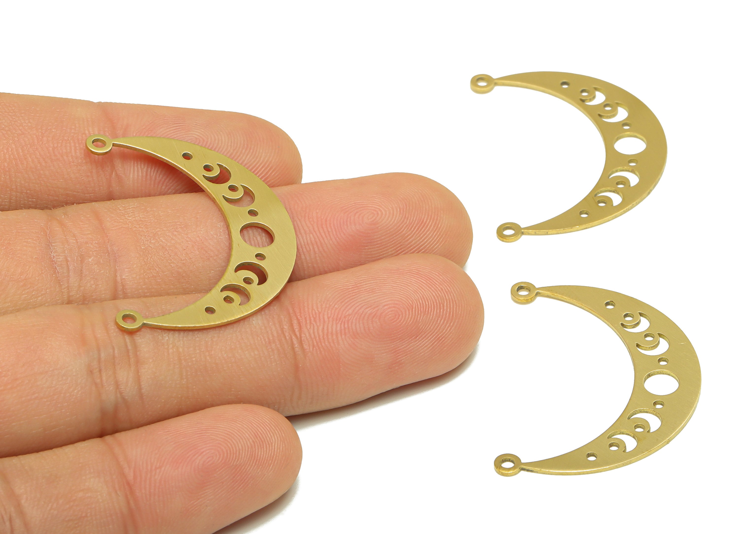 Crescent Laser Cut Connectors, Phases of the Moon Connector, Raw Brass ...