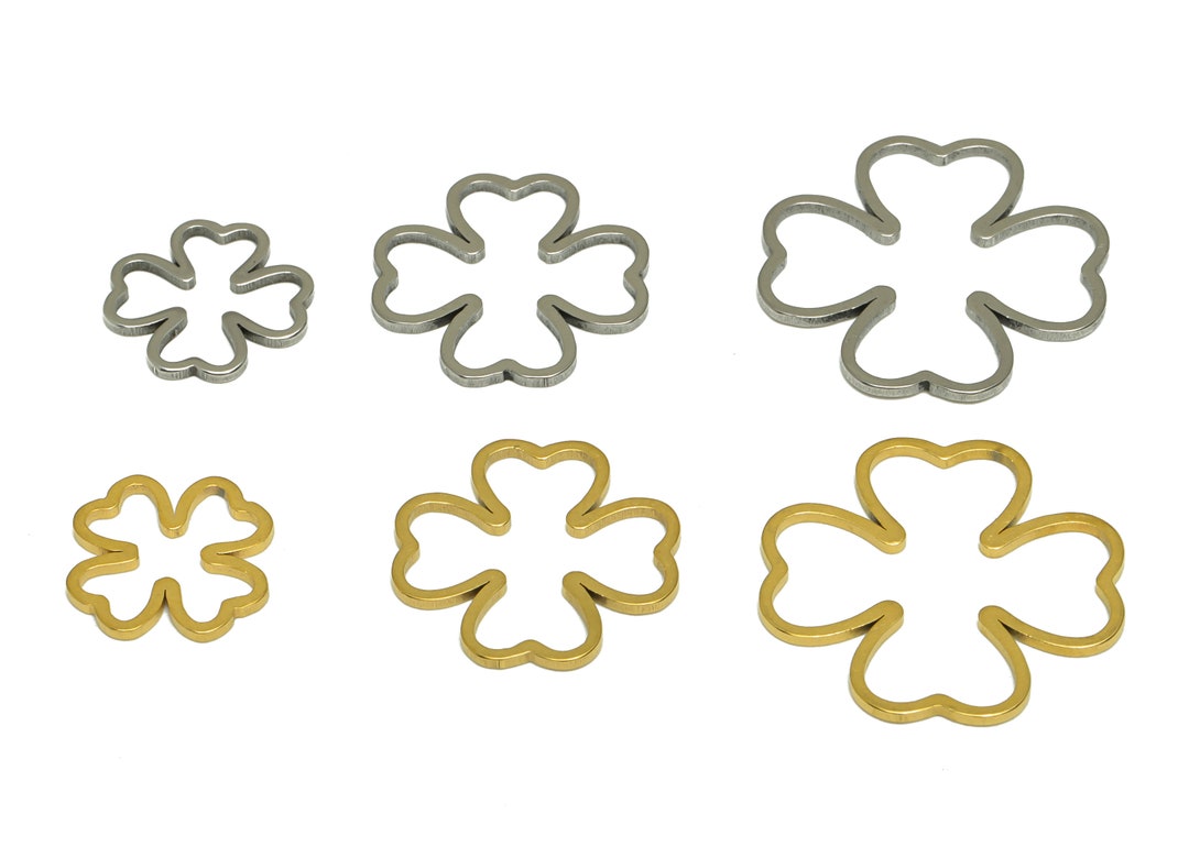 Stainless Steel Clover Rings, 201 Stainless Steel 4 Leaf Clover Charms ...