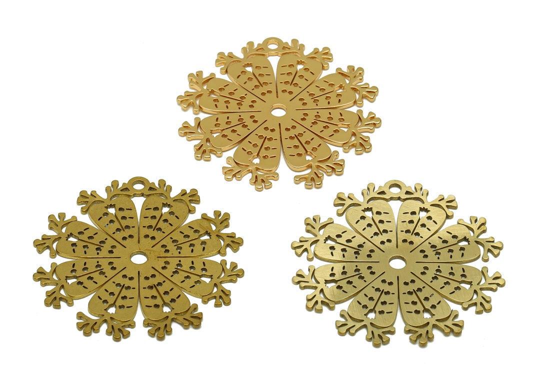 Flower Tulips Lasercut Earring Connector, Raw Brass Carrot Connector ...