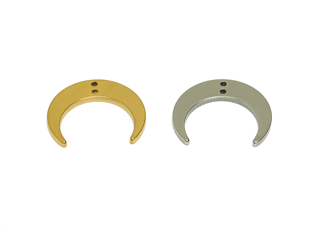 Crescent Laser Cut Connector, 2 Holes Moon, 201 Stainless Steel ...