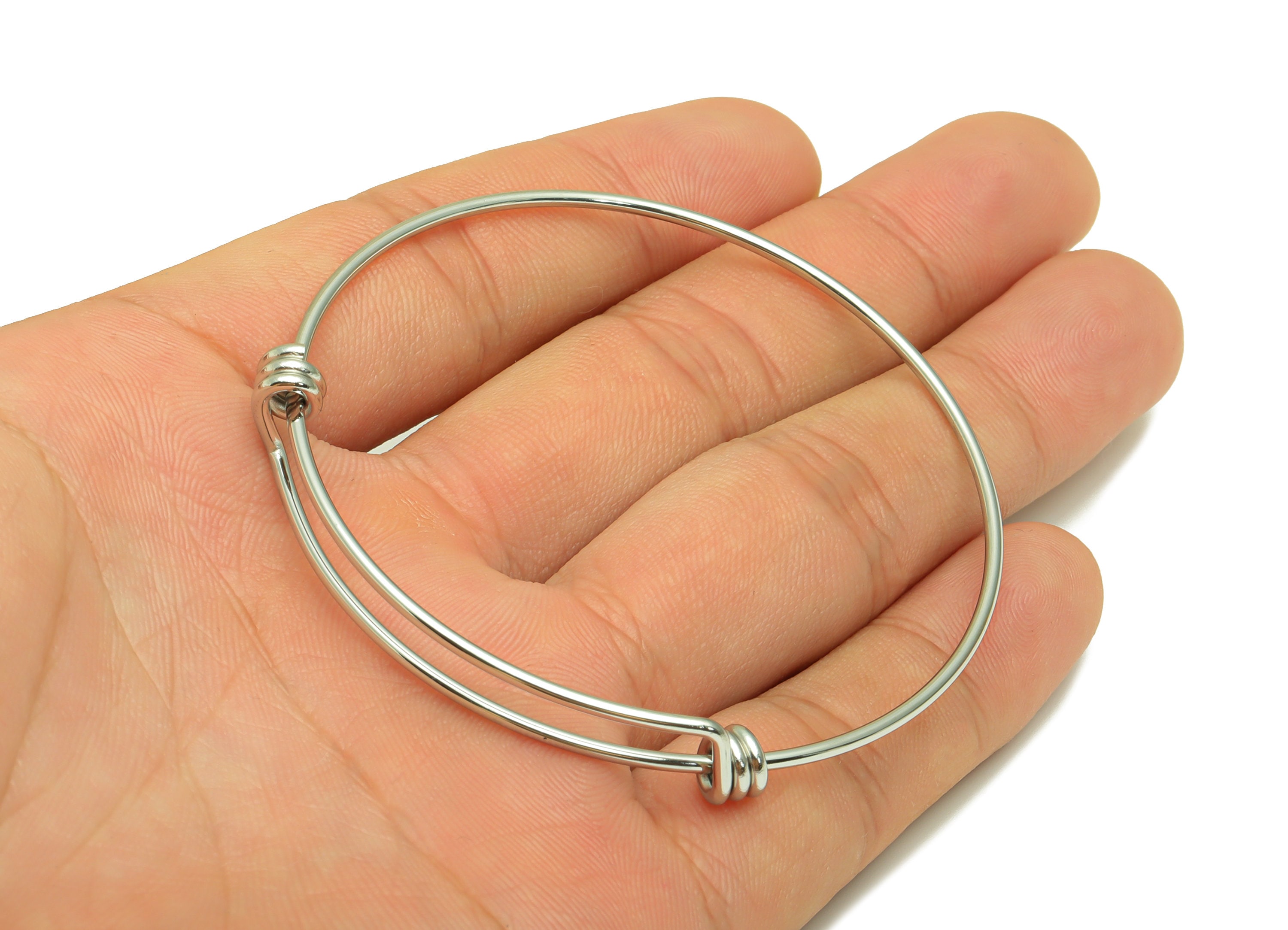 Stainless Steel Bracelet, Adjustable Bangle Bracelet, Expandable Wire ...