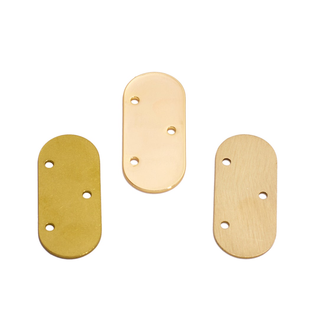 Rectangle Lasercut Connectors, Raw Brass Oval Geometric 3 Holes ...