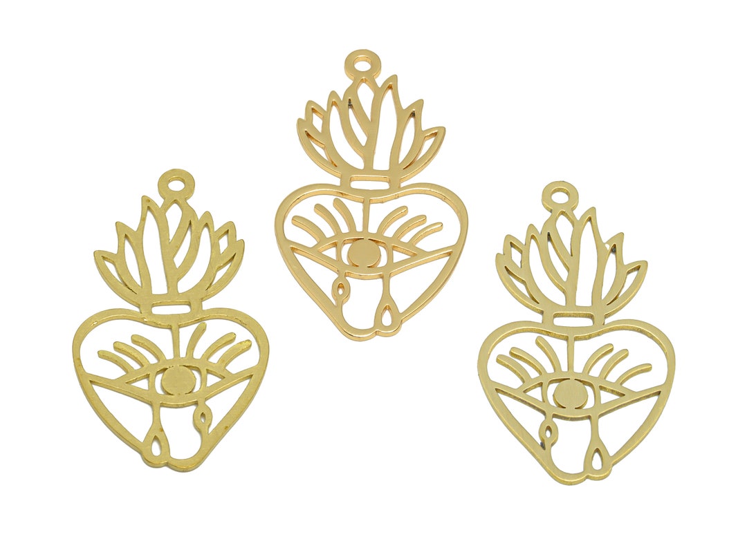 Carrot Lasercut Earring Charms, Hollow Eye Eyelash Charm, Raw Brass ...