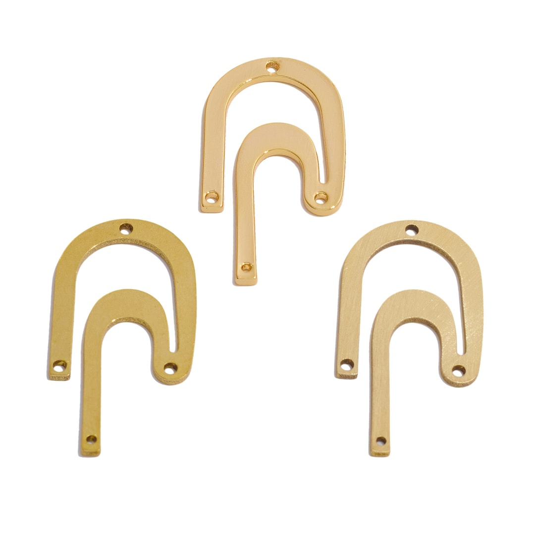 Geometric Lasercut Connector, Raw Brass Curved Line Abstract Fountain ...