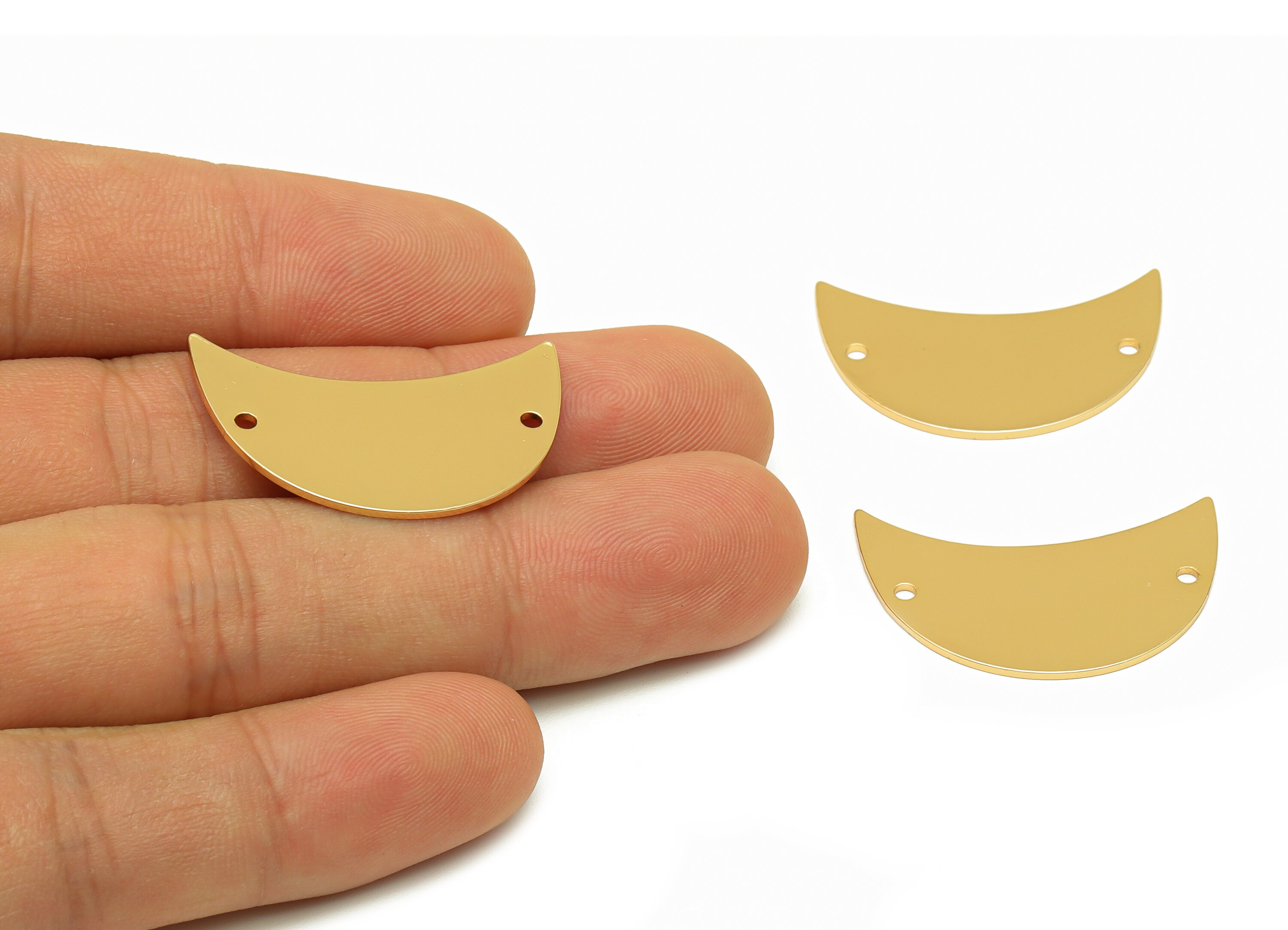 Crescent Laser Cut Connectors, Stamping Blank Connector, Raw Brass Moon ...