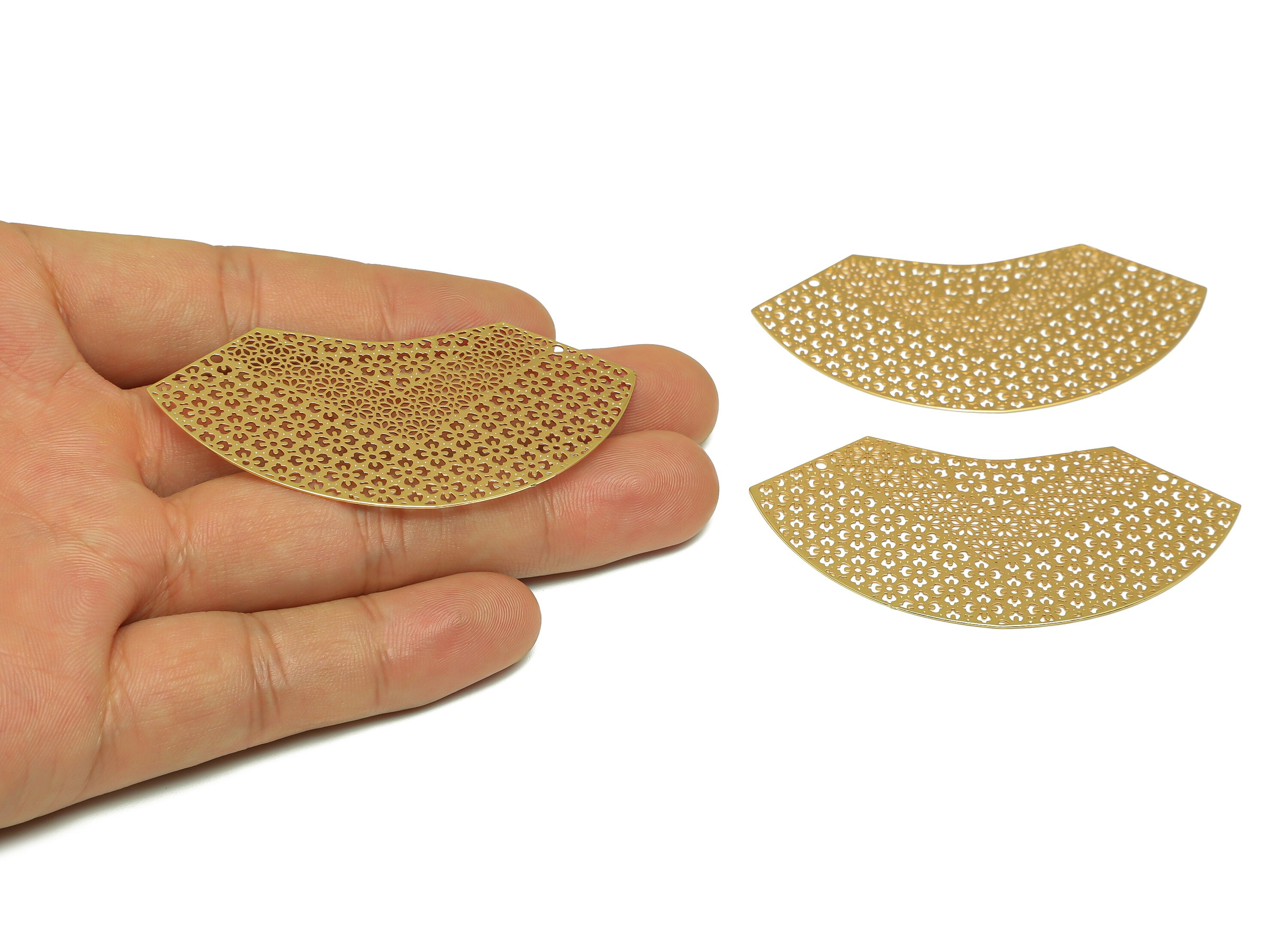 0.3mm Geometry Lasercut Connector, Abstract V Arc Connector, Raw Brass ...