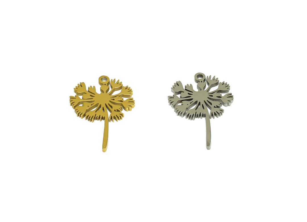 Dandelion Lasercut Charms, Botanical Stainless Steel Earring Charm ...