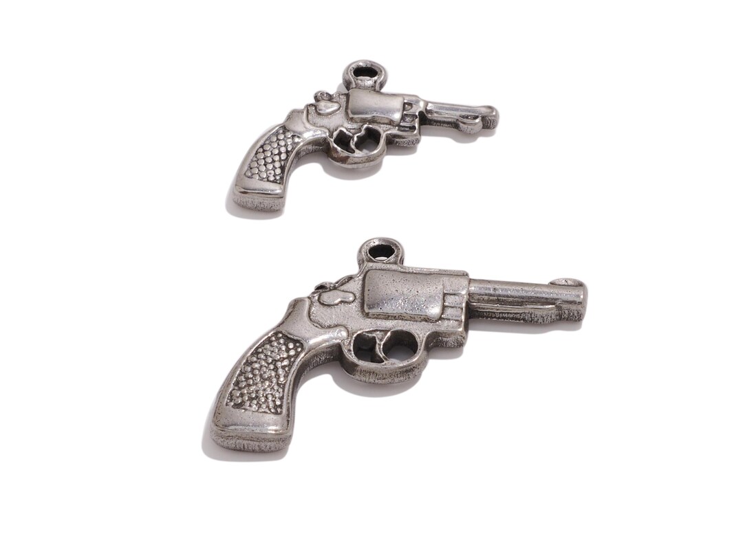 Steel Pistols Charms, Textured Gun Earring Charms, Stainless Steel ...