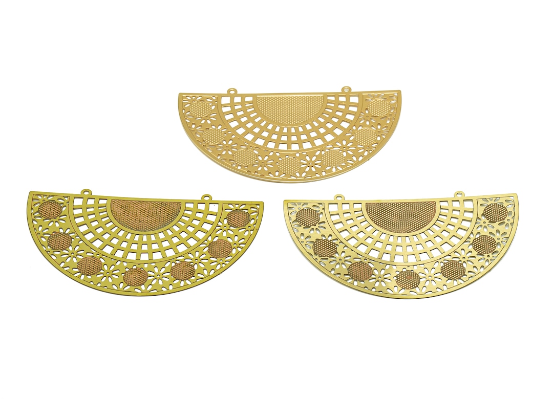 Oriental Fan Laser Cut Connector, Raw Brass Necklace Connector ...