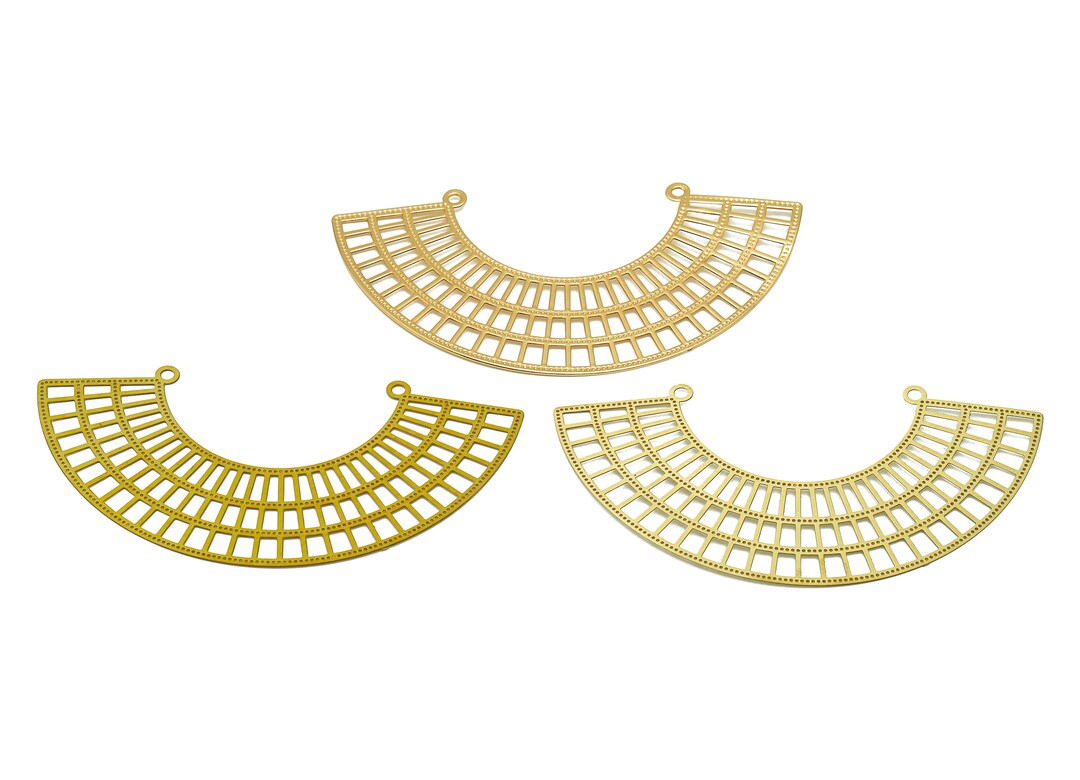 Fan Laser Cut Connector, Raw Brass Semicircle Necklace Connector, Arch ...