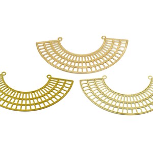 Fan Laser Cut Connector, Raw Brass Semicircle Necklace Connector, Arch ...